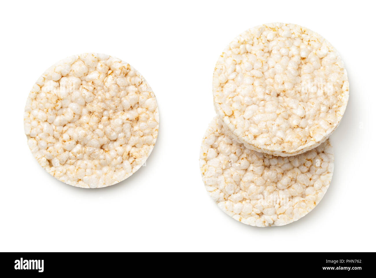 Puffed Rice Bread Isolated on White Background Stock Photo - Alamy