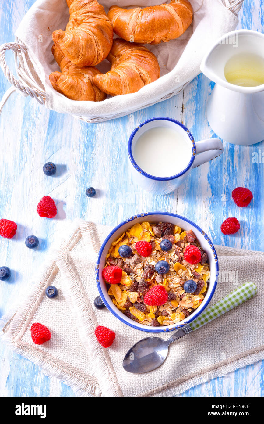 muesli breakfast menu with forest fruits Stock Photo - Alamy