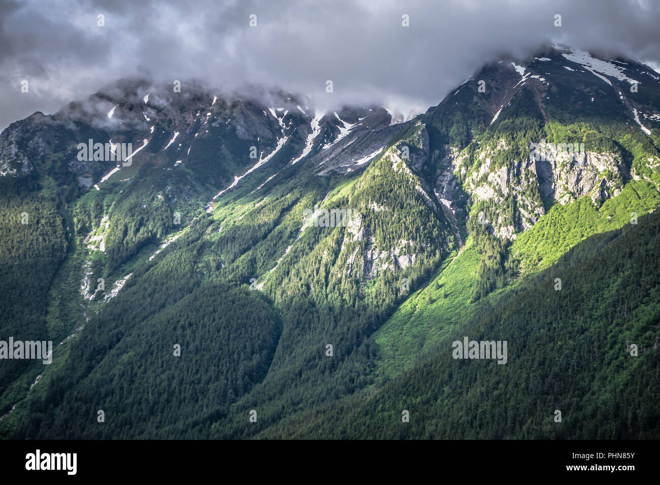 driving through white pass highway in alaska to british columbia Stock ...