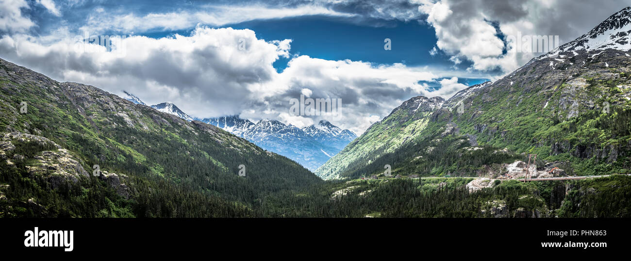 driving through white pass highway in alaska to british columbia Stock ...