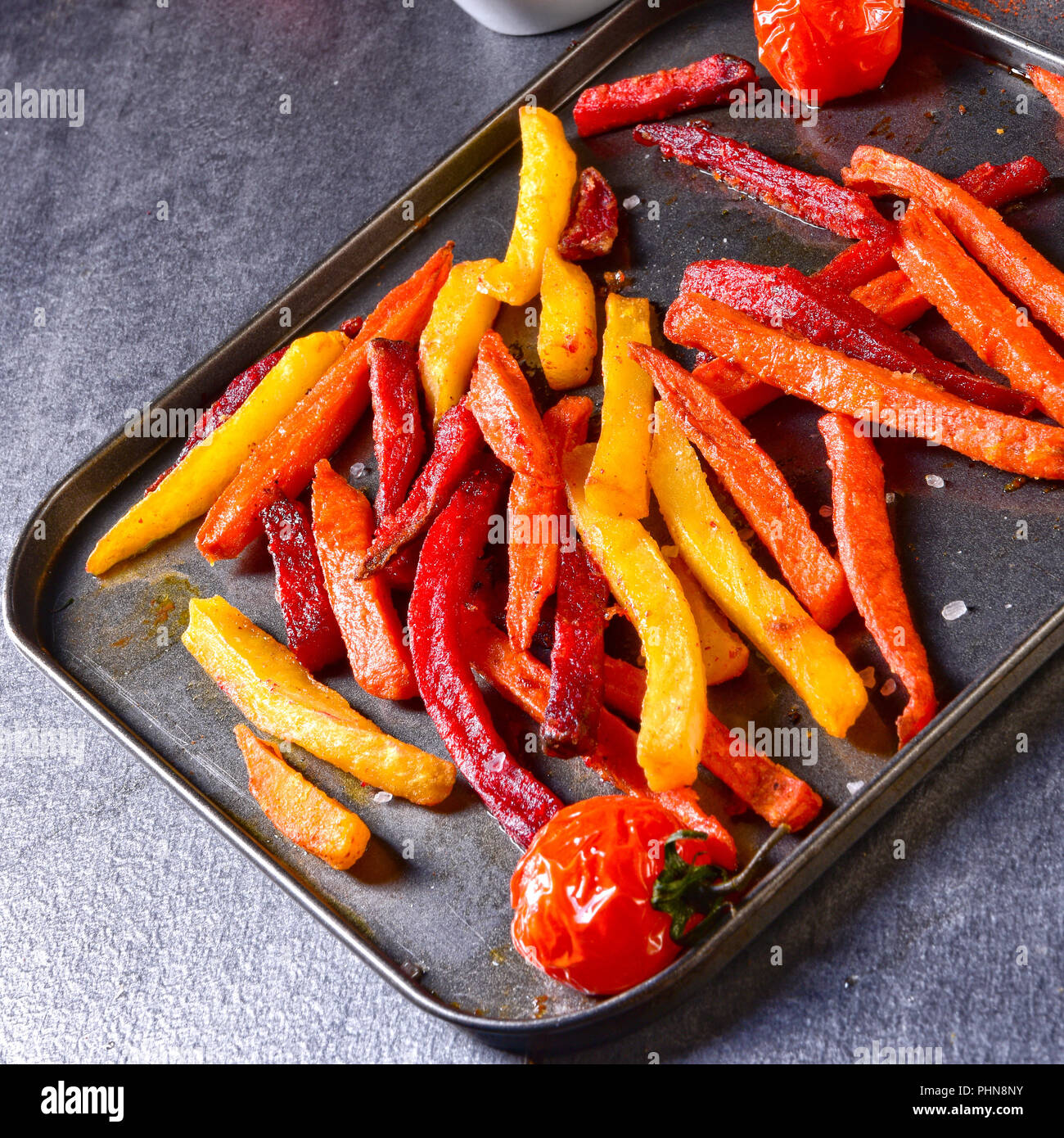 colorful vegetable fries from the oven Stock Photo - Alamy