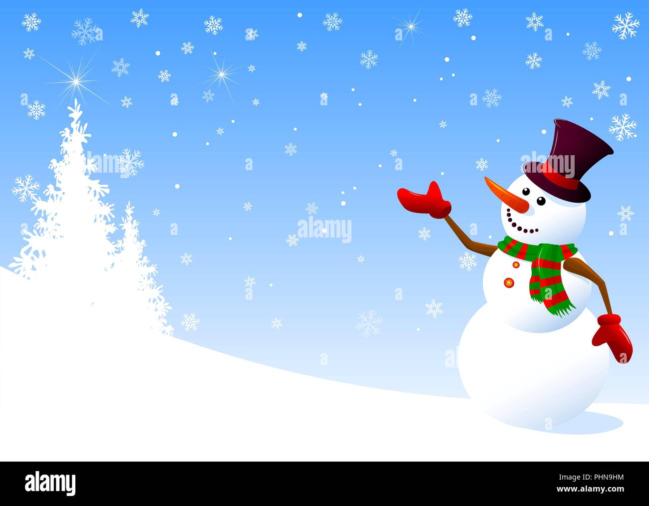 Snowman on background fir Stock Vector Images - Alamy