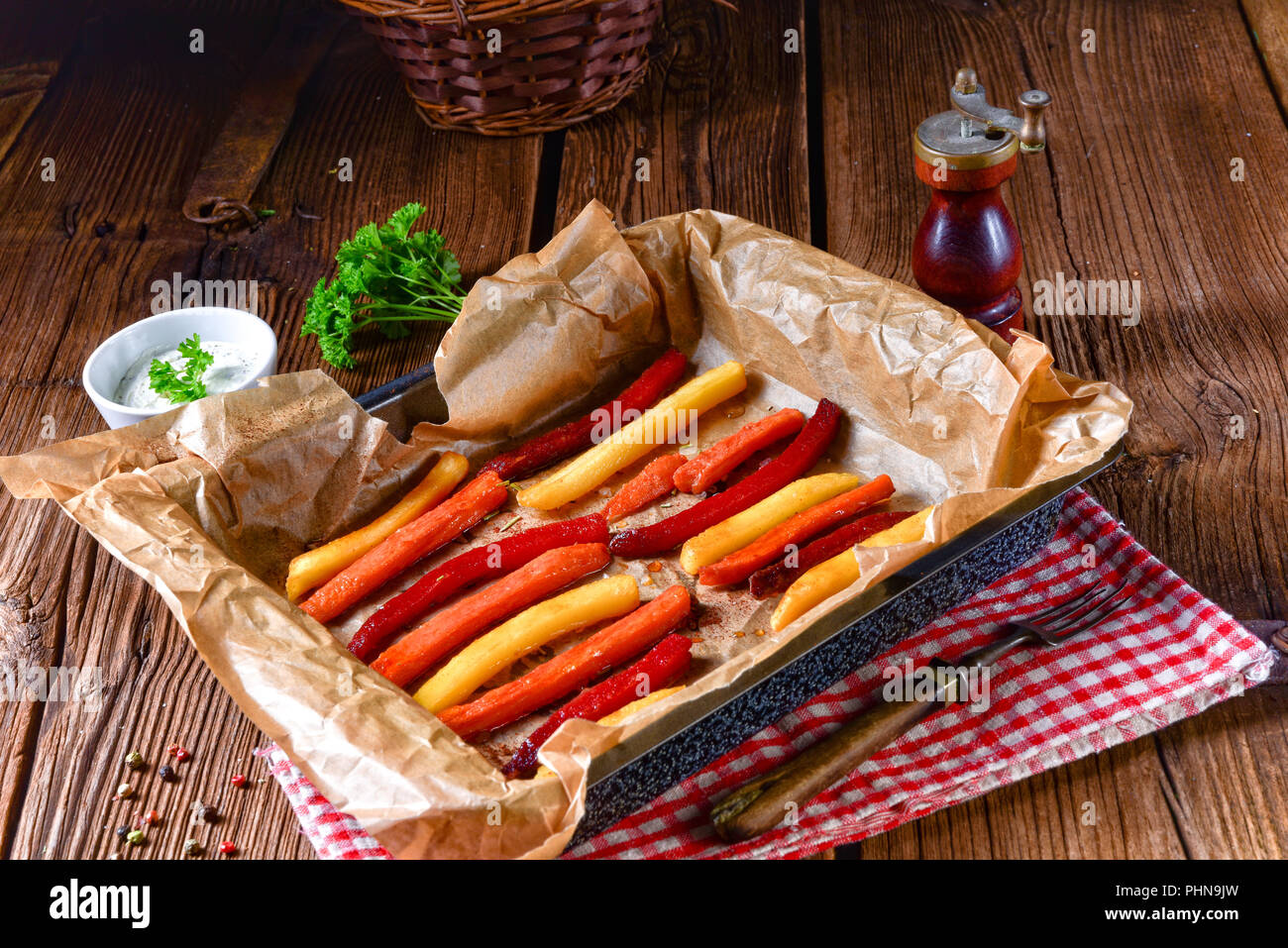 colorful vegetable fries from the oven Stock Photo - Alamy