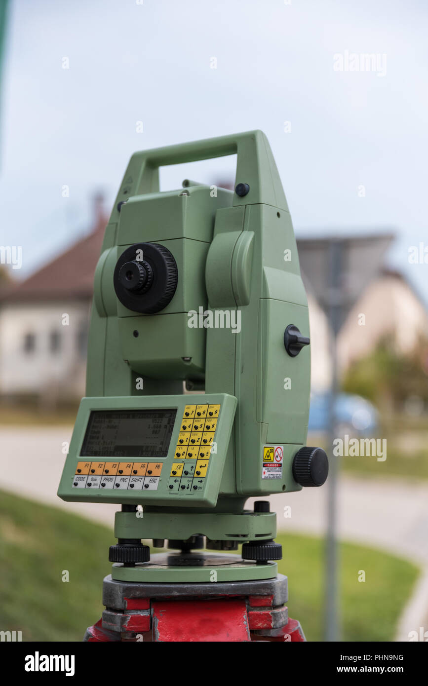 Tachymeter - tool in construction, surveying Stock Photo - Alamy