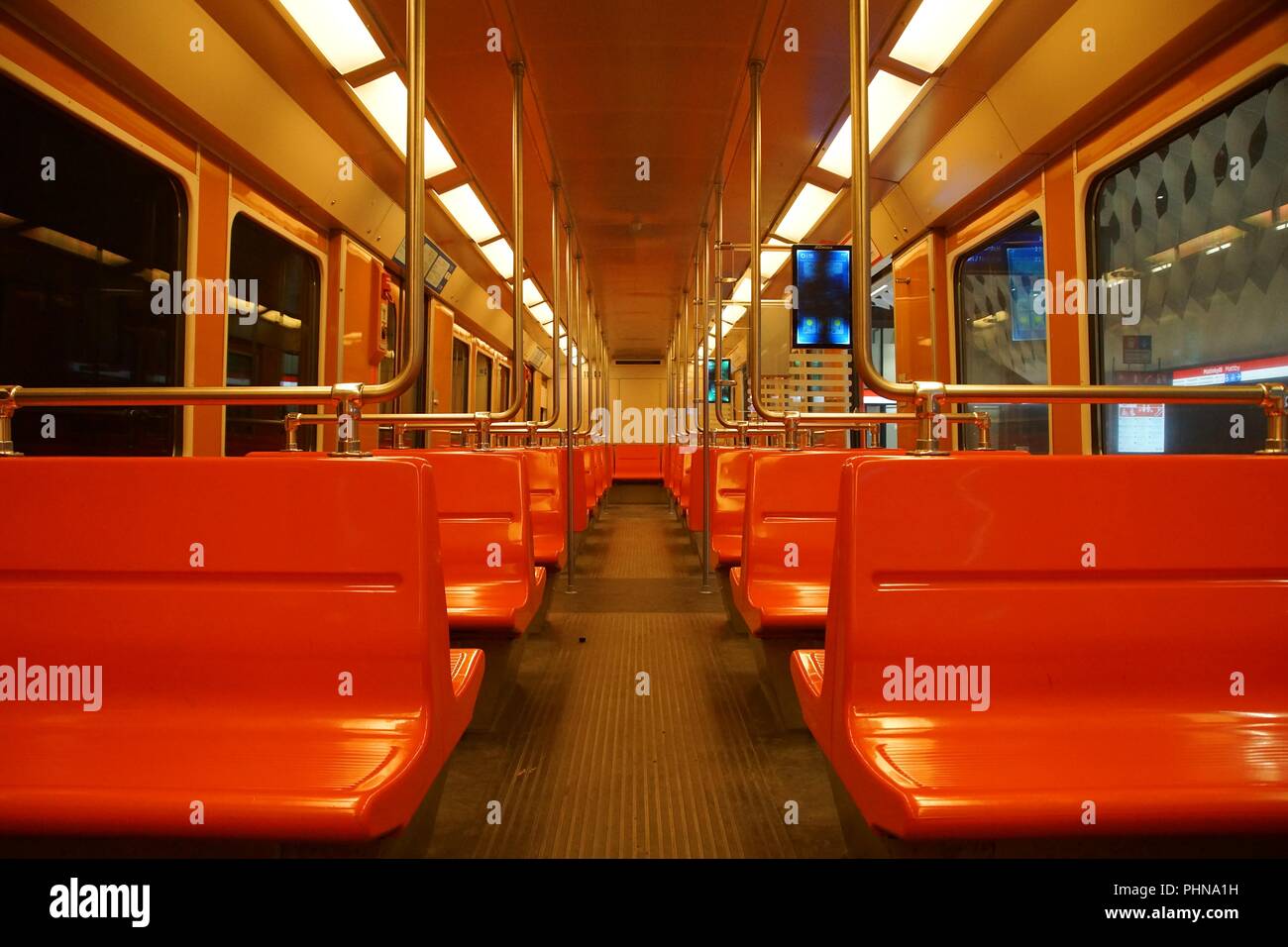 Interior of the subway car in Helsinki Stock Photo - Alamy