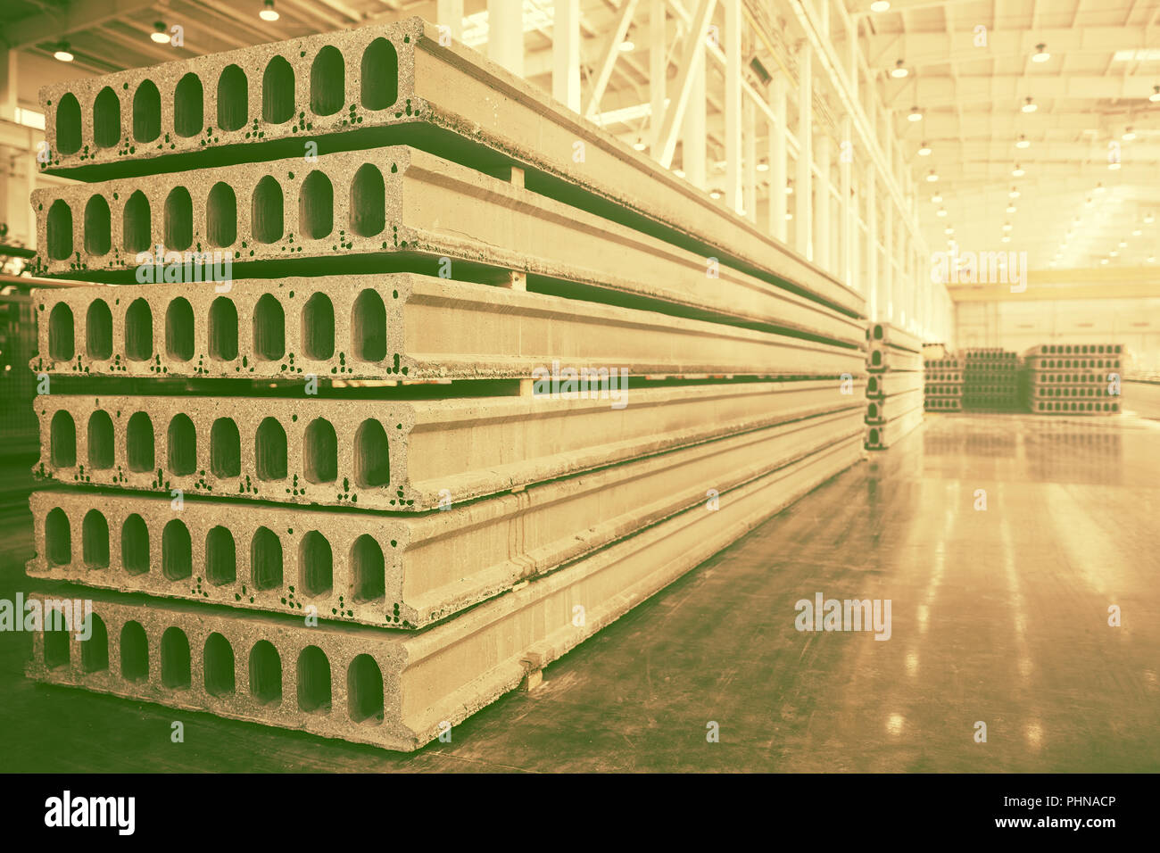 Stack of precast reinforced concrete slabs in factory workshop Stock ...
