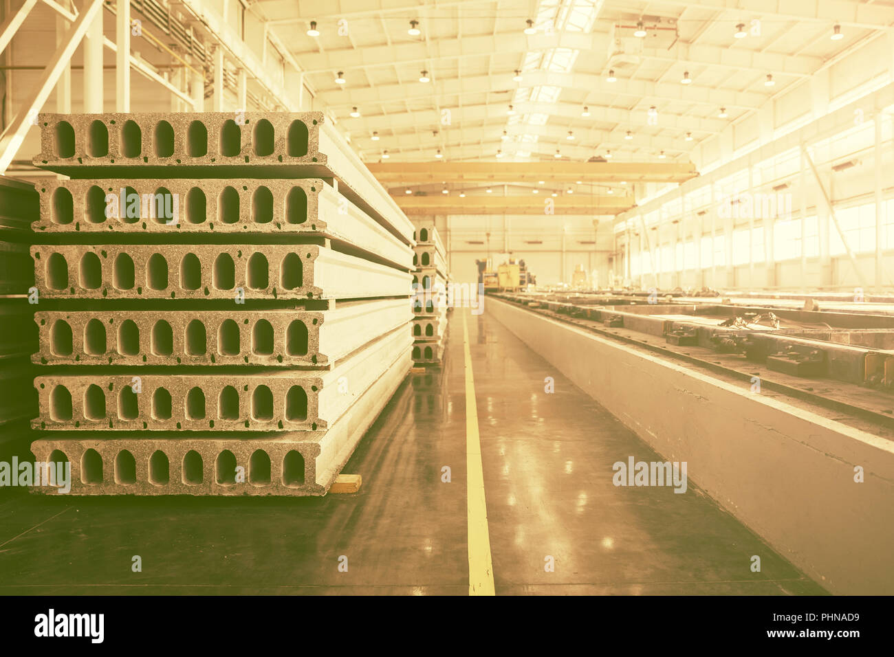 Stack of precast reinforced concrete slabs in factory workshop Stock ...