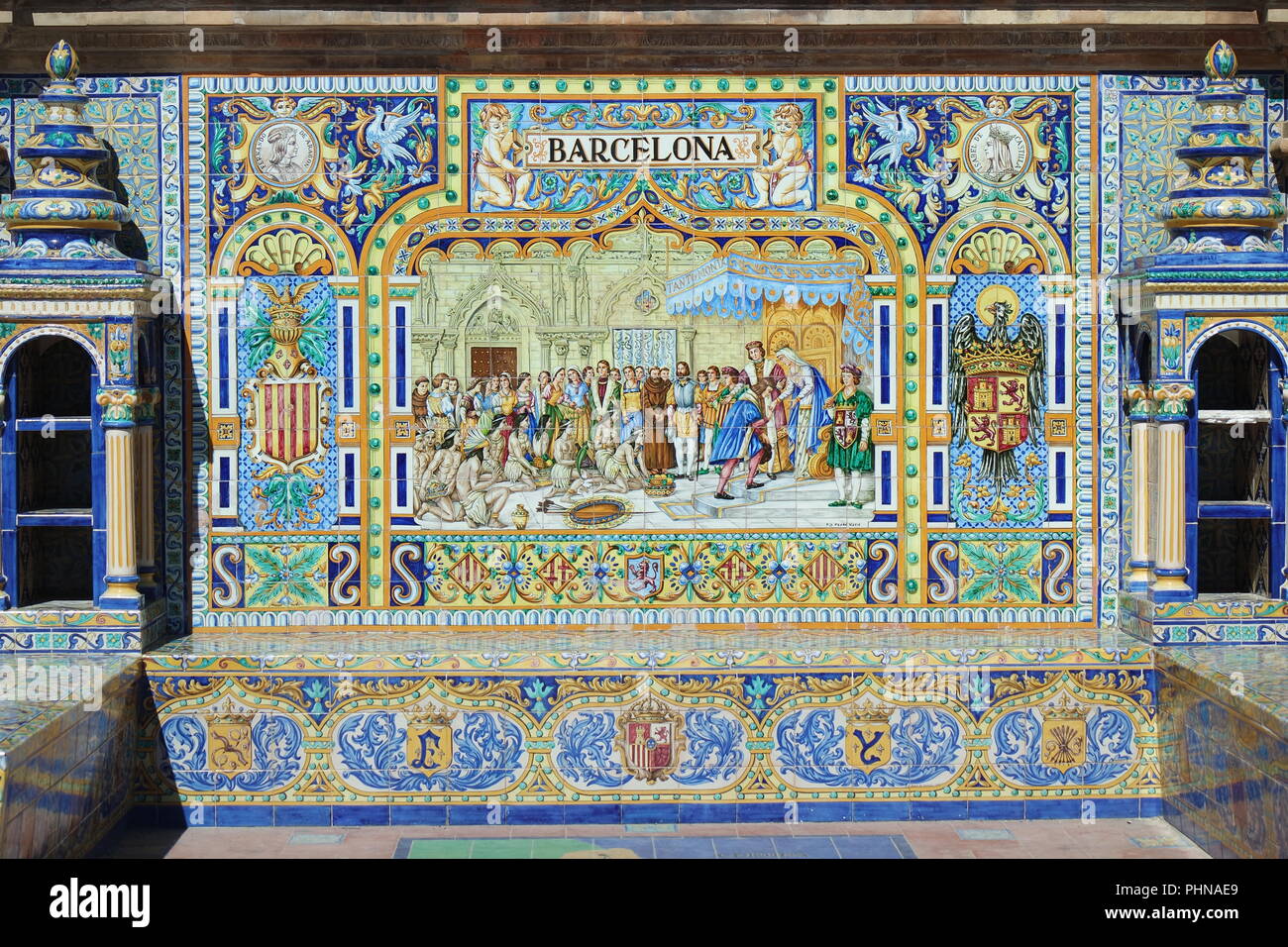 Ceramic bench in the Plaza de Espana, Sevilla Stock Photo - Alamy