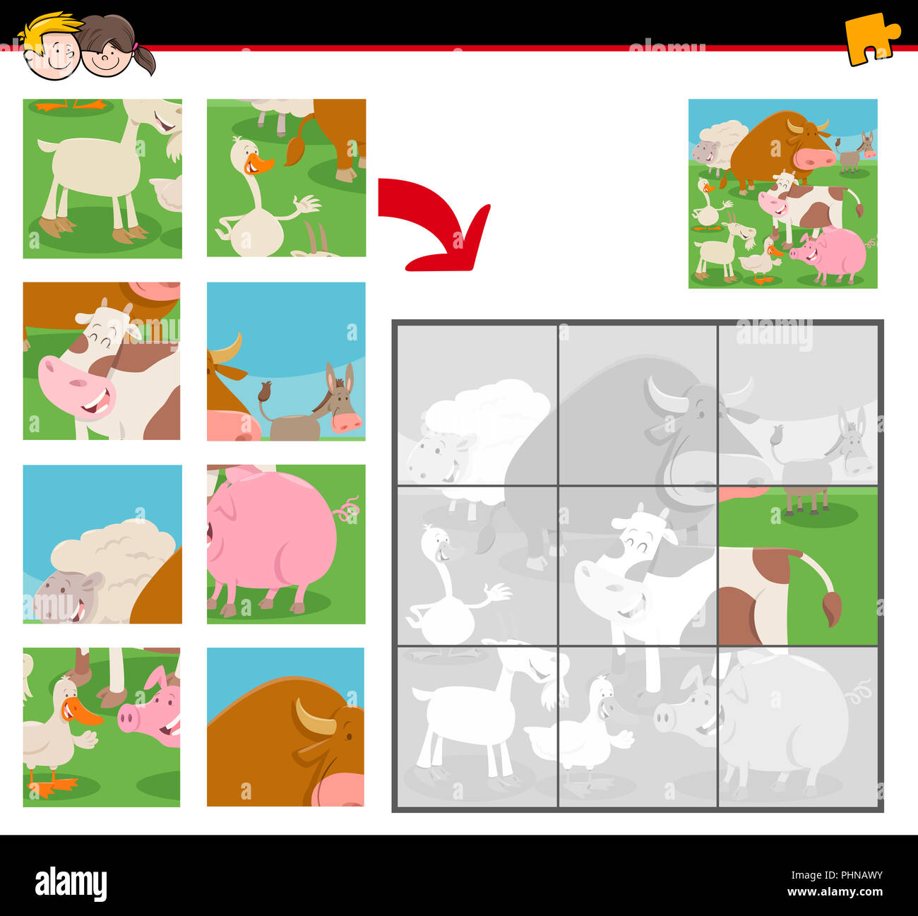 Cartoon cow jigsaw puzzle game hi-res stock photography and images - Alamy