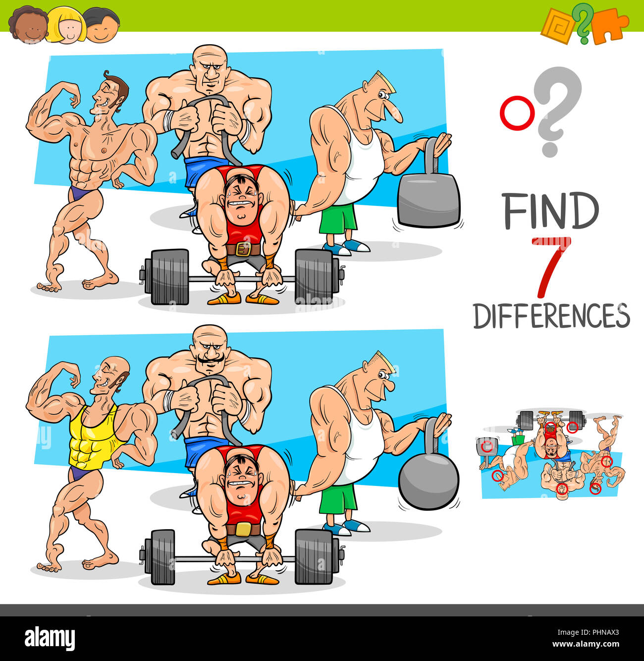 find differences game with athletes sportsmen Stock Photo - Alamy