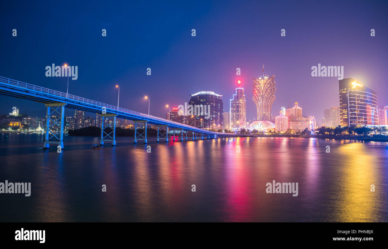 Macau city skyline at night Stock Photo - Alamy