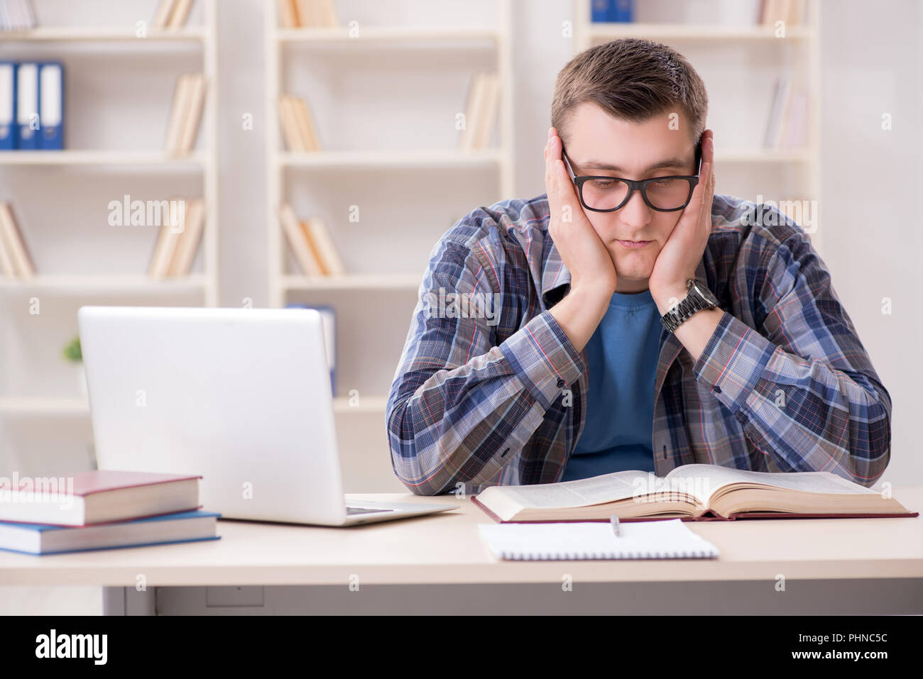 Young student studying over internet in telelearning concept Stock ...