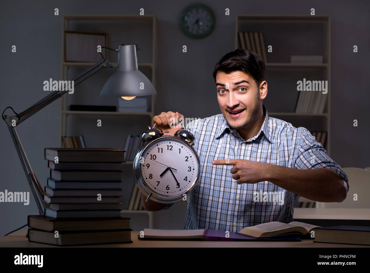 Student preparing for exams late at night Stock Photo - Alamy