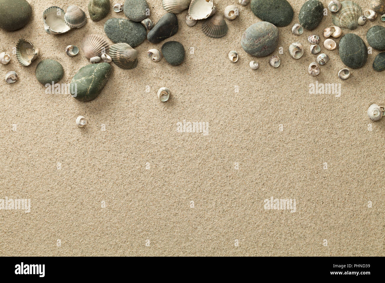 Sand, Beach Background with Shells and Stones Stock Photo - Alamy