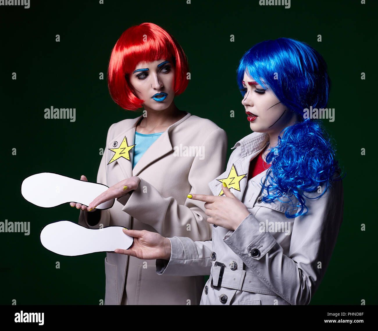 Female detectives investigate a crime with footprints in hand Stock ...