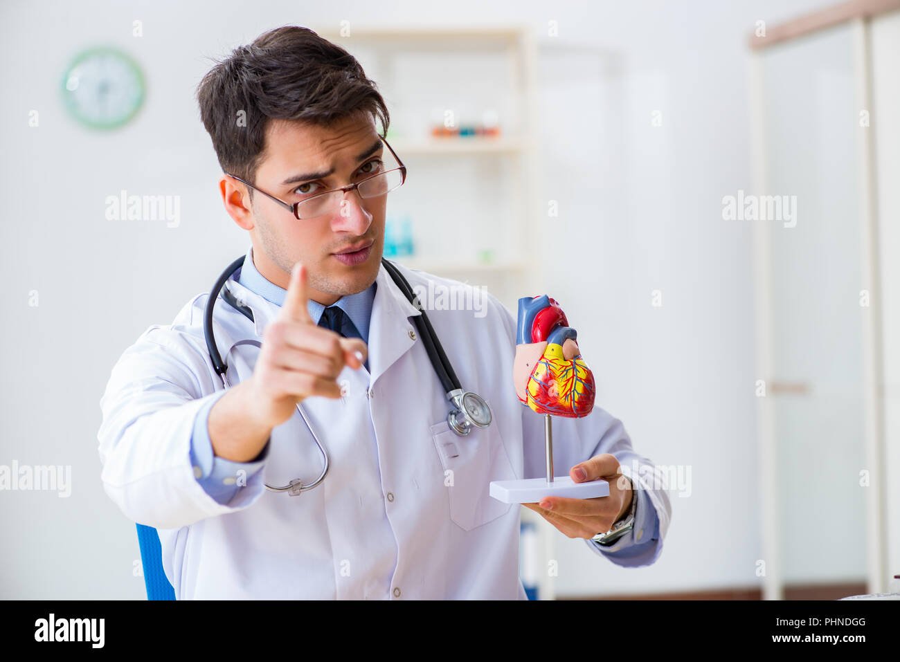 Doctor explaining the heart model Stock Photo - Alamy