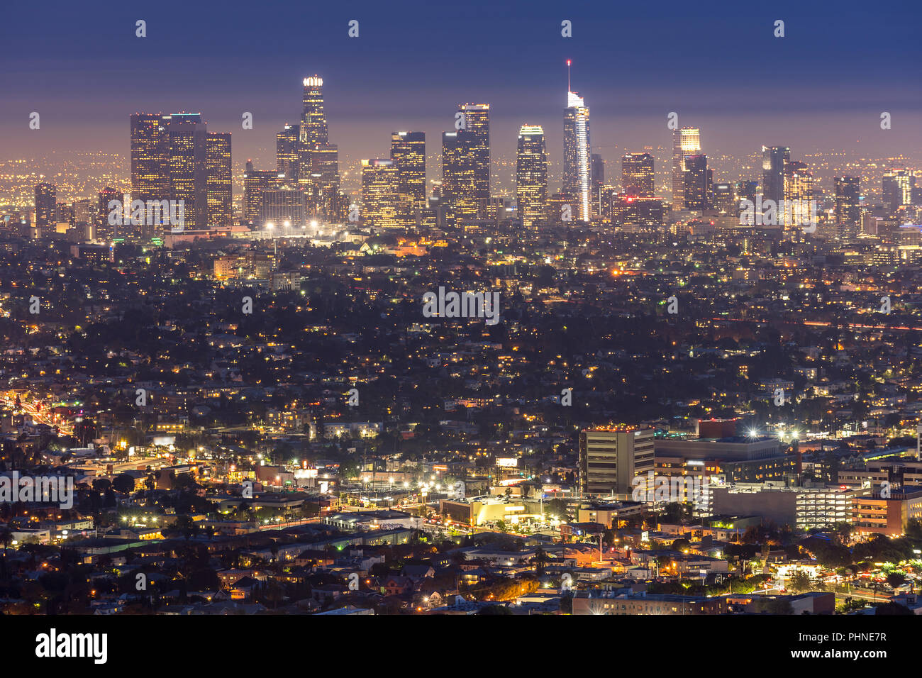 Los Angeles Downtown sunset Stock Photo - Alamy