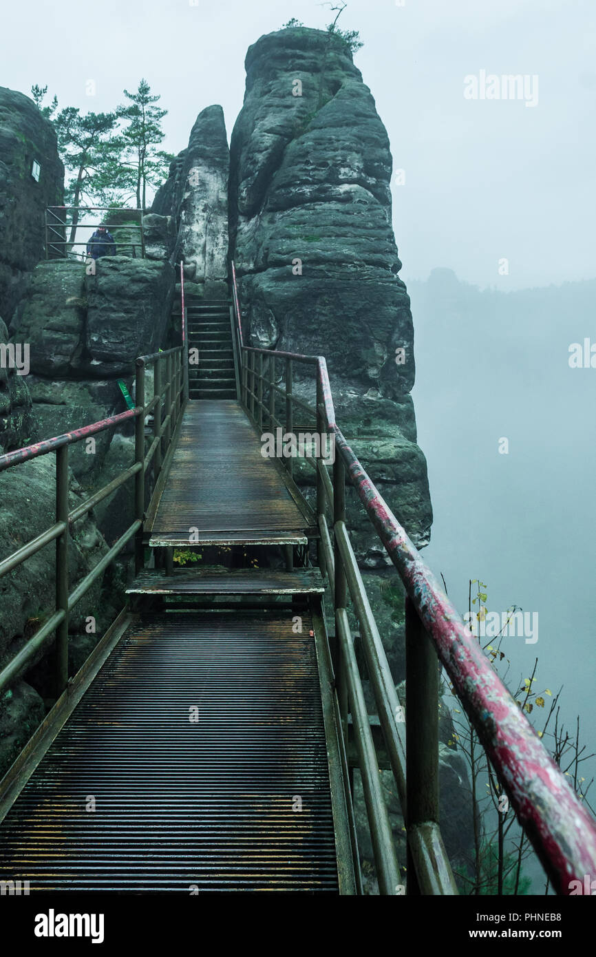 Old Bridge at sandstone mountains in dresden Stock Photo - Alamy