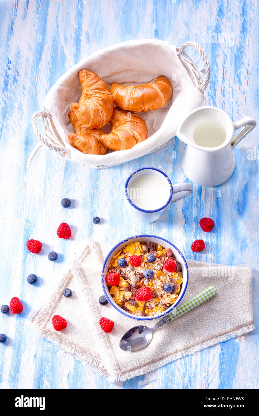 muesli breakfast menu with forest fruits Stock Photo - Alamy