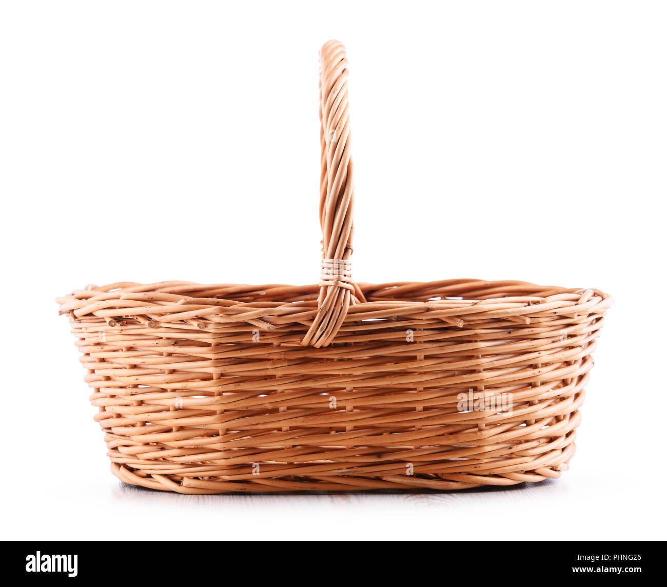 Empty wicker basket isolated on white background Stock Photo - Alamy