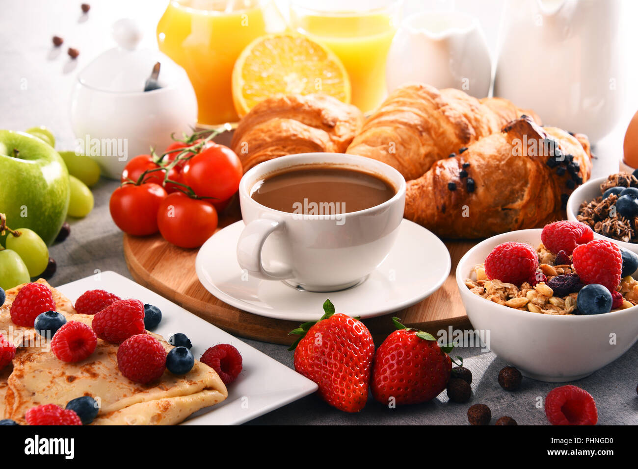 Breakfast served with coffee Stock Photo - Alamy