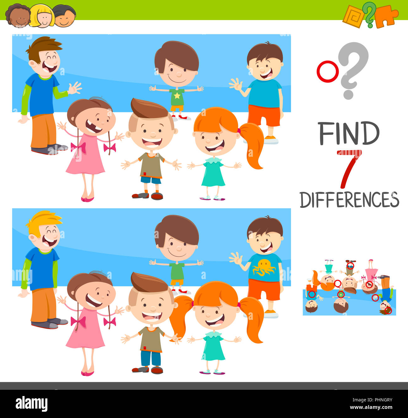 differences game with children characters Stock Photo - Alamy