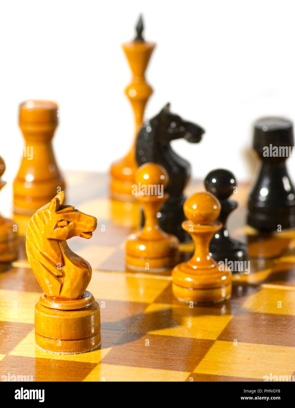 Chess pieces on white background Stock Photo - Alamy
