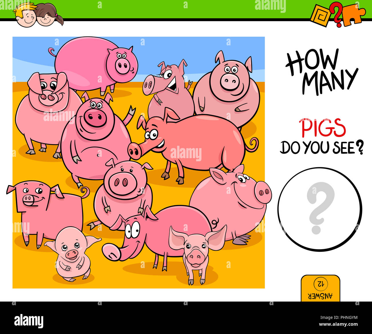 counting pigs animals educational game Stock Photo - Alamy