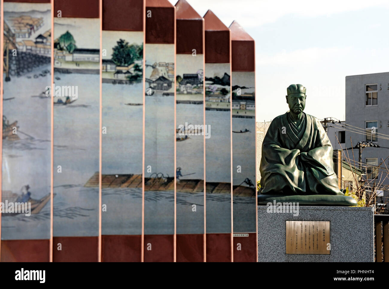 A bronze memorial statue of renowned 17th-century Japanese poet Matsuo ...
