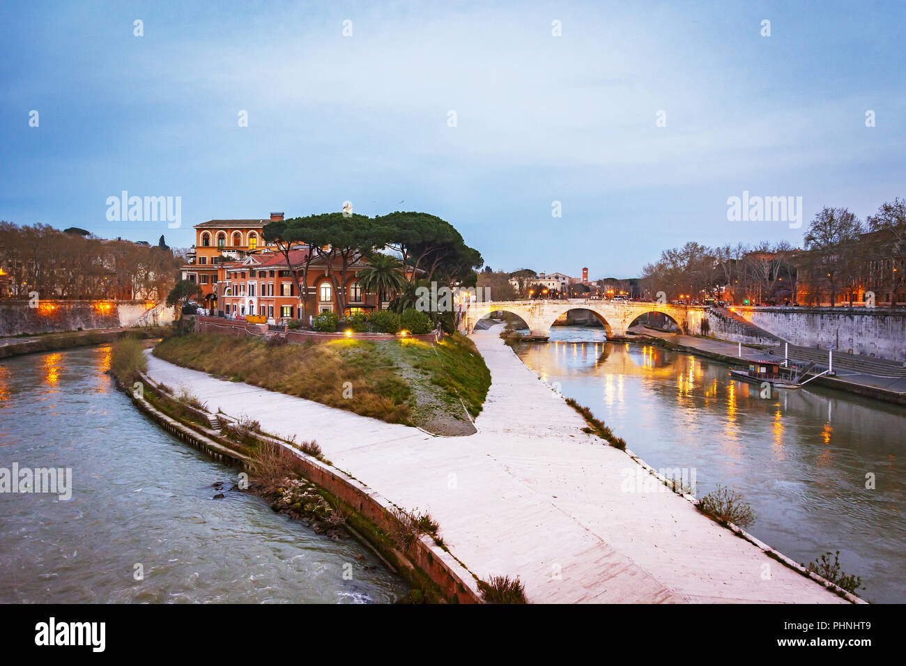 The historical Tiber island in Rome Stock Photo - Alamy