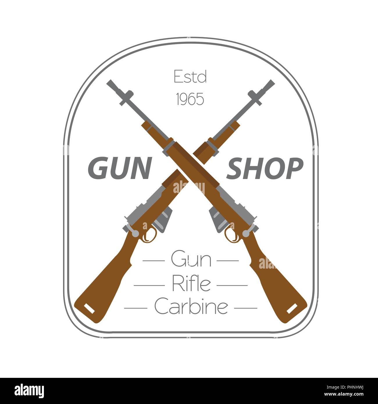 Firearm logo template. Guns, rifles badge. Flat design. Vector ...