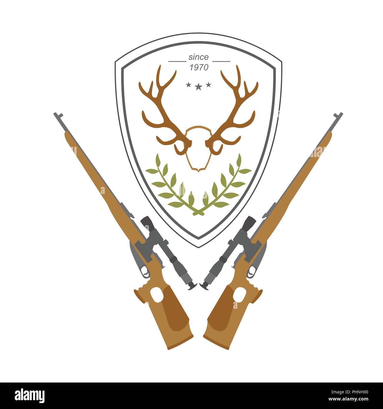 Firearm logo template. Guns, rifles badge. Flat design. Vector ...