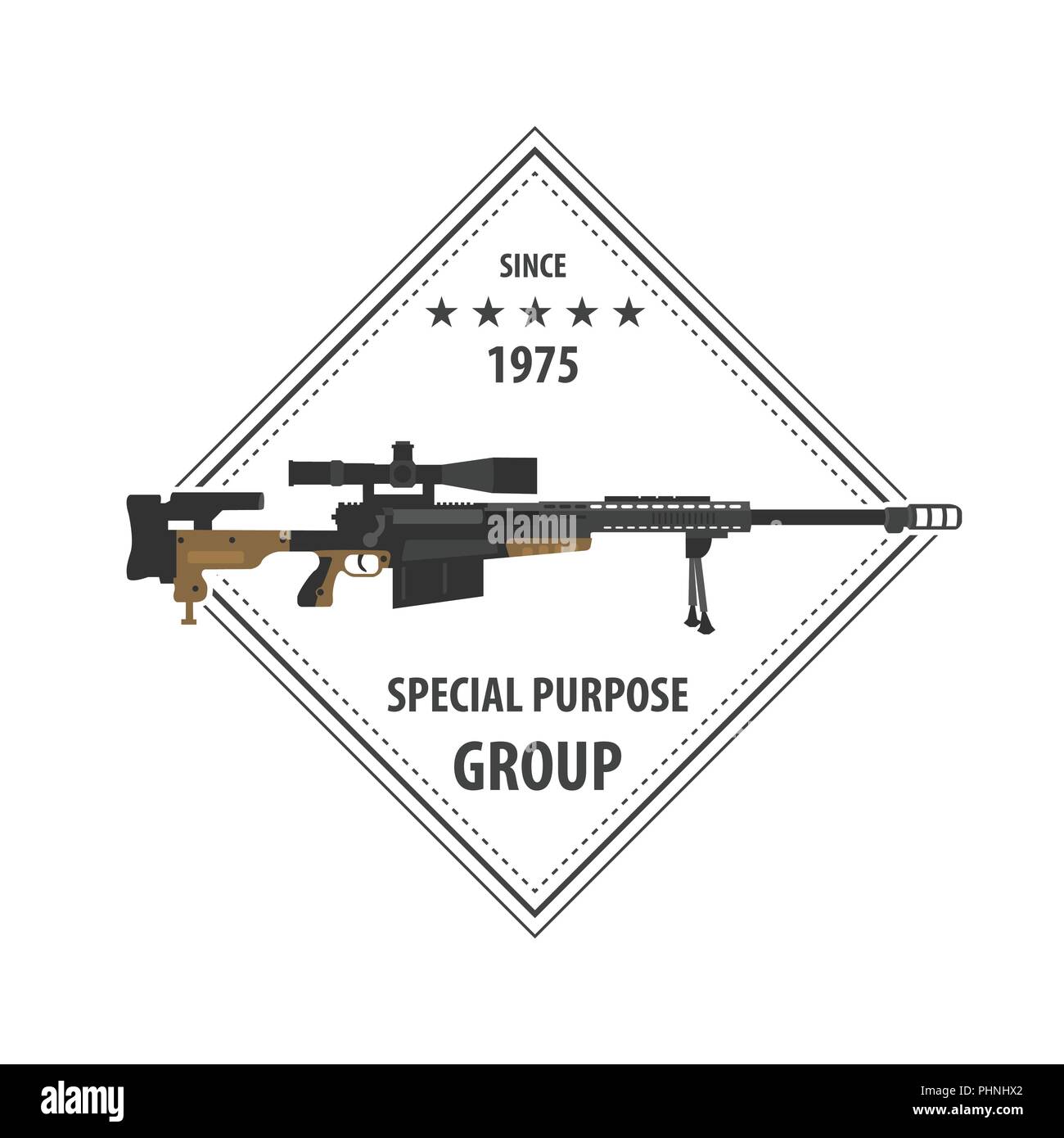 Firearm logo template. Guns, rifles badge. Flat design. Vector ...