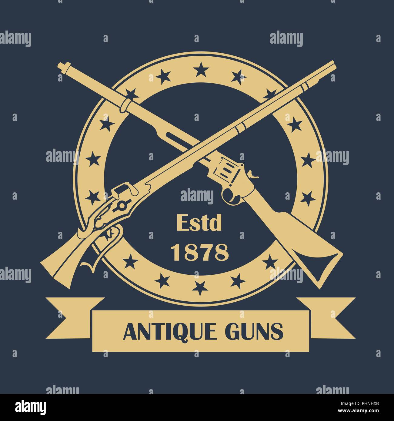 Firearm logo template. Guns, rifles badge. Flat design. Vector ...