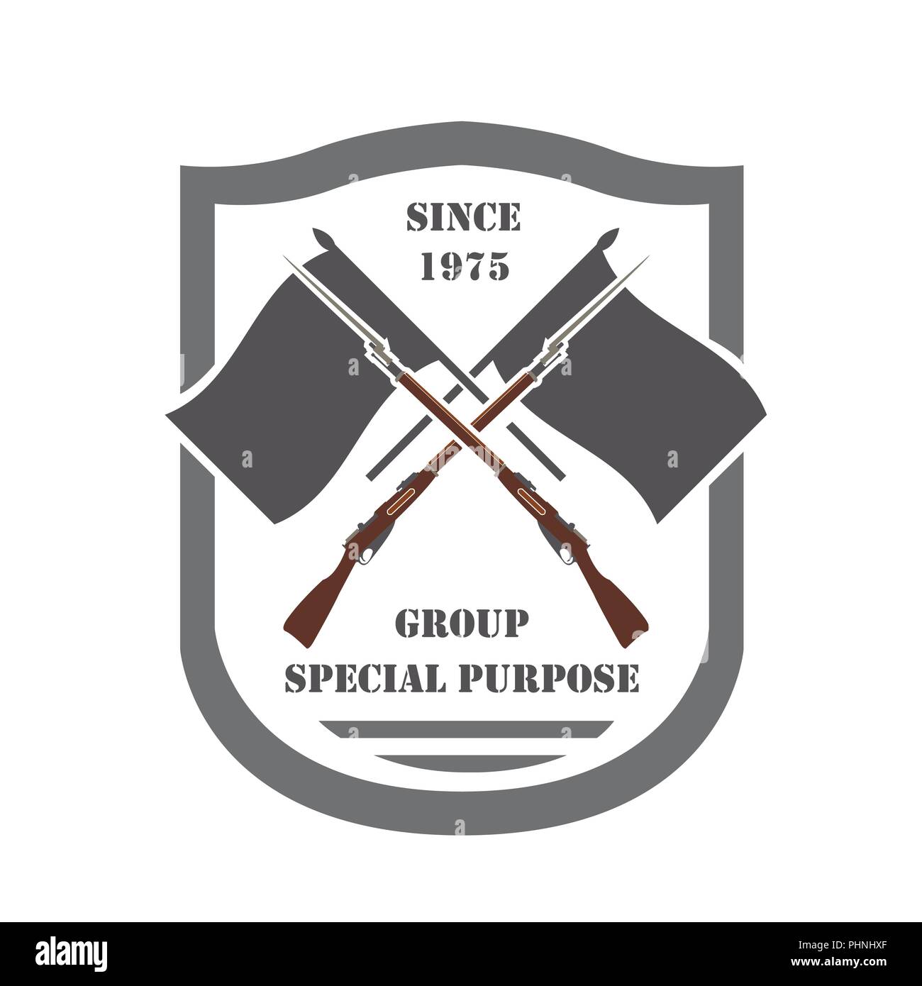 Firearm logo template. Guns, rifles badge. Flat design. Vector ...