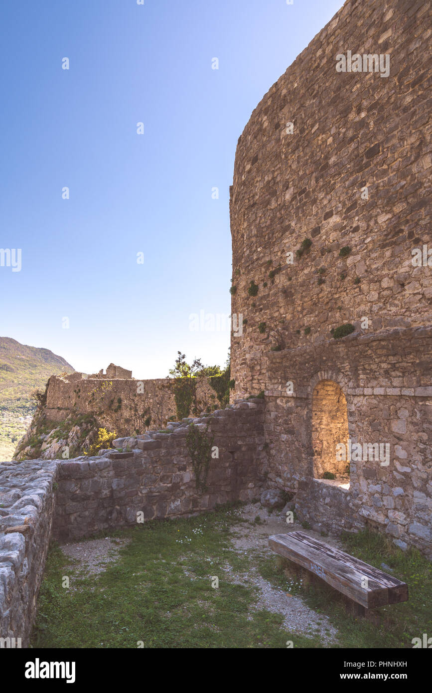 Massive walls of the ruins in Stari Bar Stock Photo - Alamy