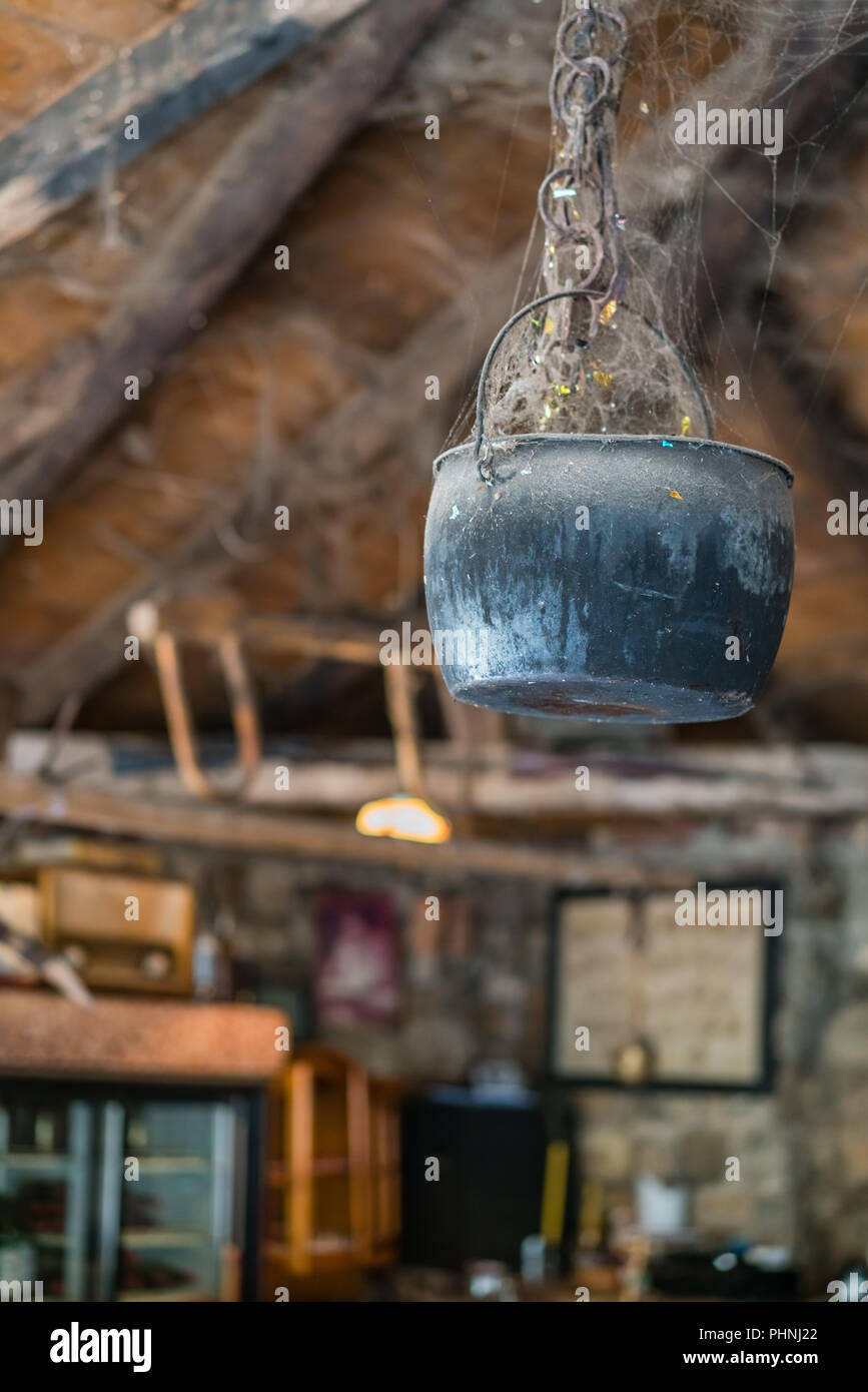 Old pot covered in spider web Stock Photo - Alamy