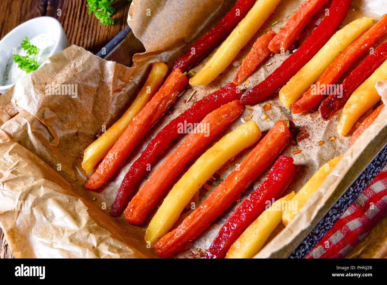 colorful vegetable fries from the oven Stock Photo - Alamy