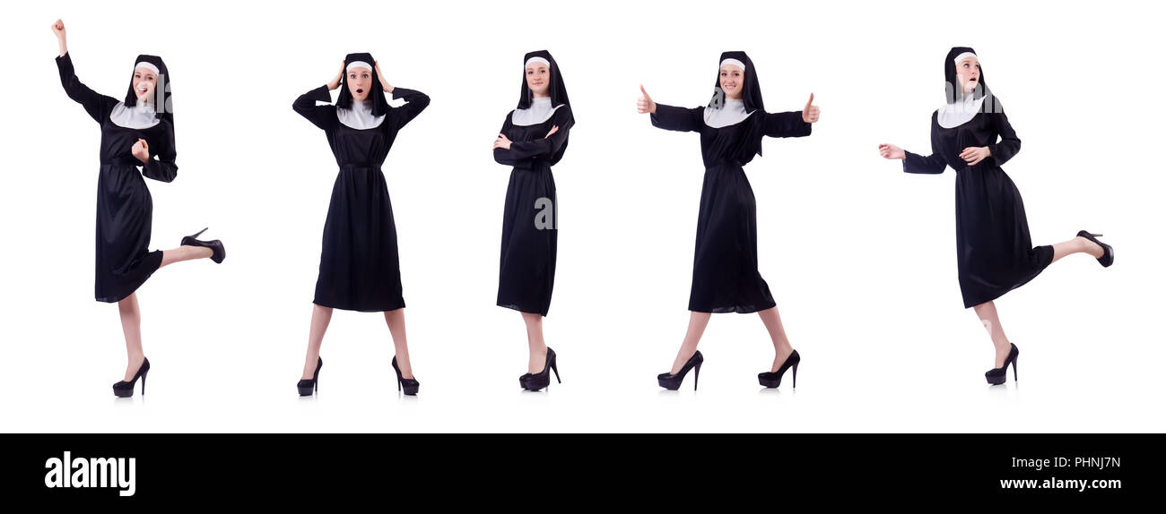 Nun isolated on the white background Stock Photo - Alamy