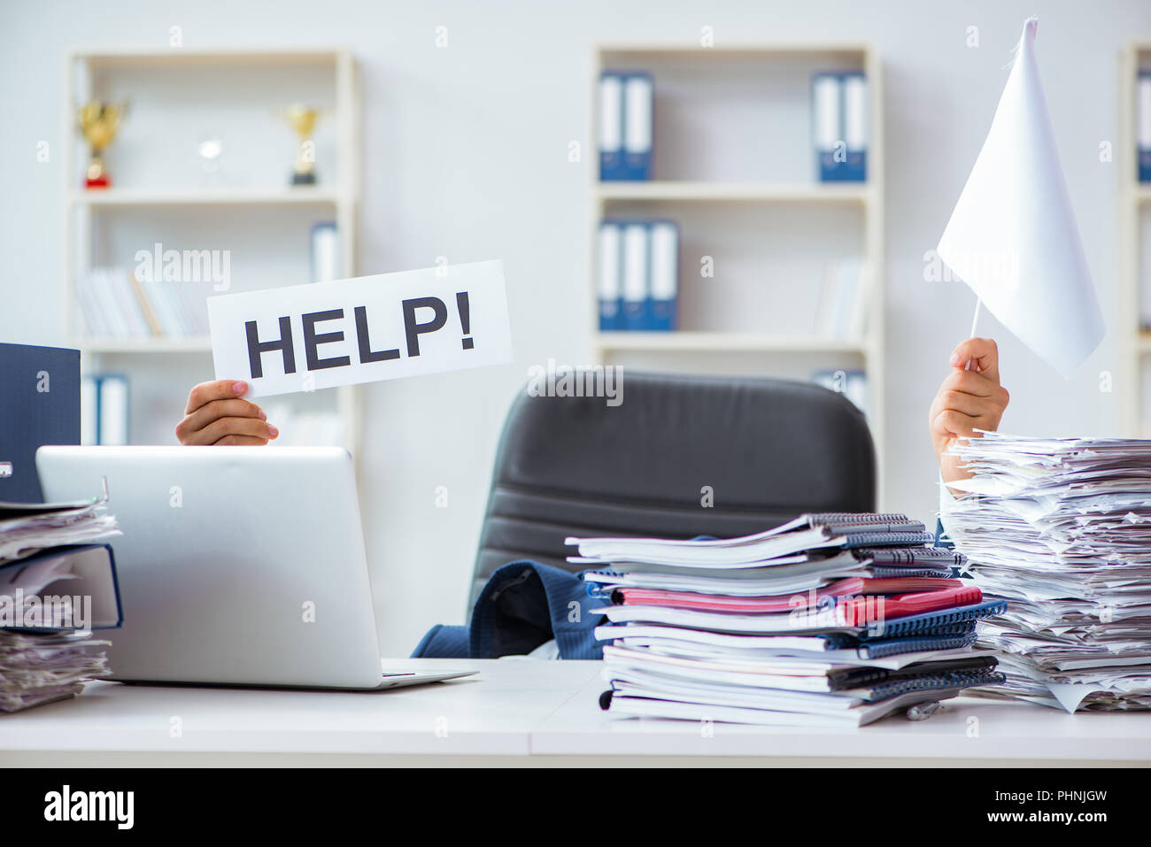 Businessman holding help flag hi-res stock photography and images - Alamy