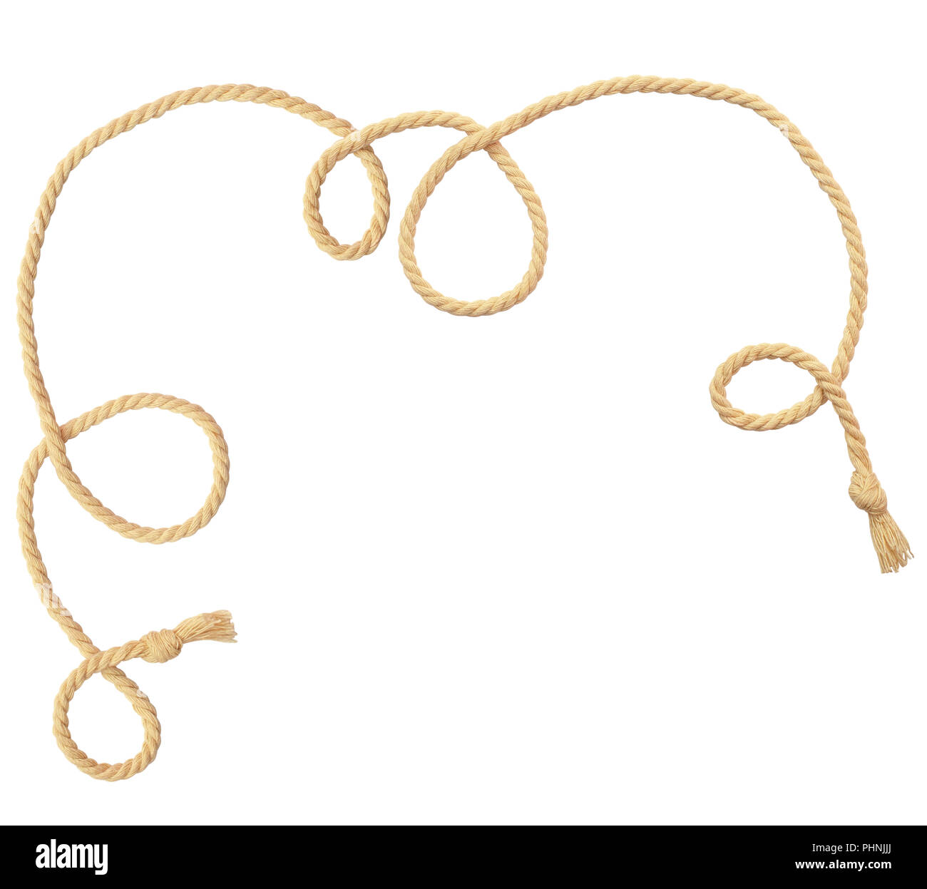 Cotton curled rope isolated on white background Stock Photo - Alamy