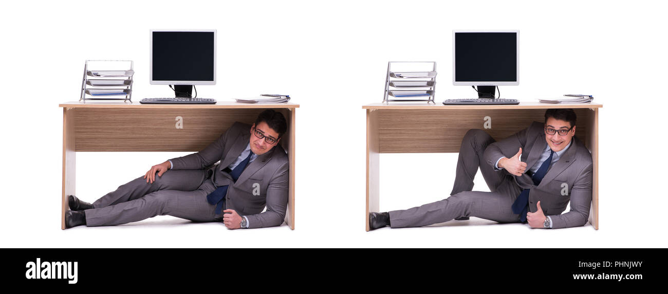 Office hiding under desk Cut Out Stock Images & Pictures - Alamy