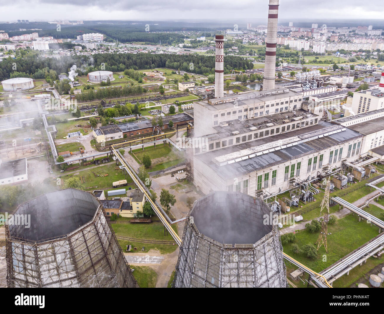 Cooling towers birds eye hi-res stock photography and images - Alamy