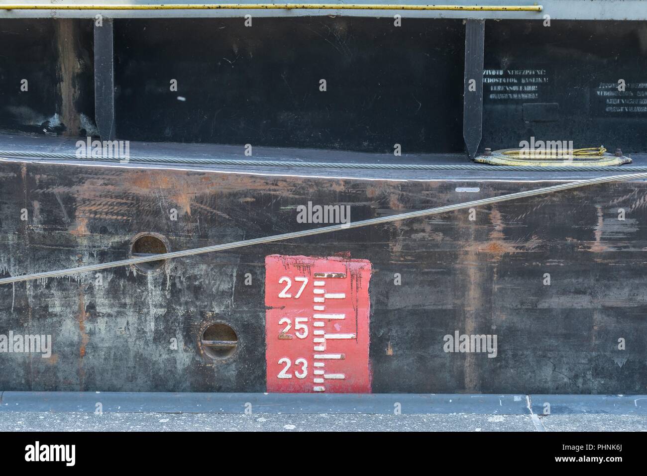 Draft marks for a transport ship Stock Photo - Alamy