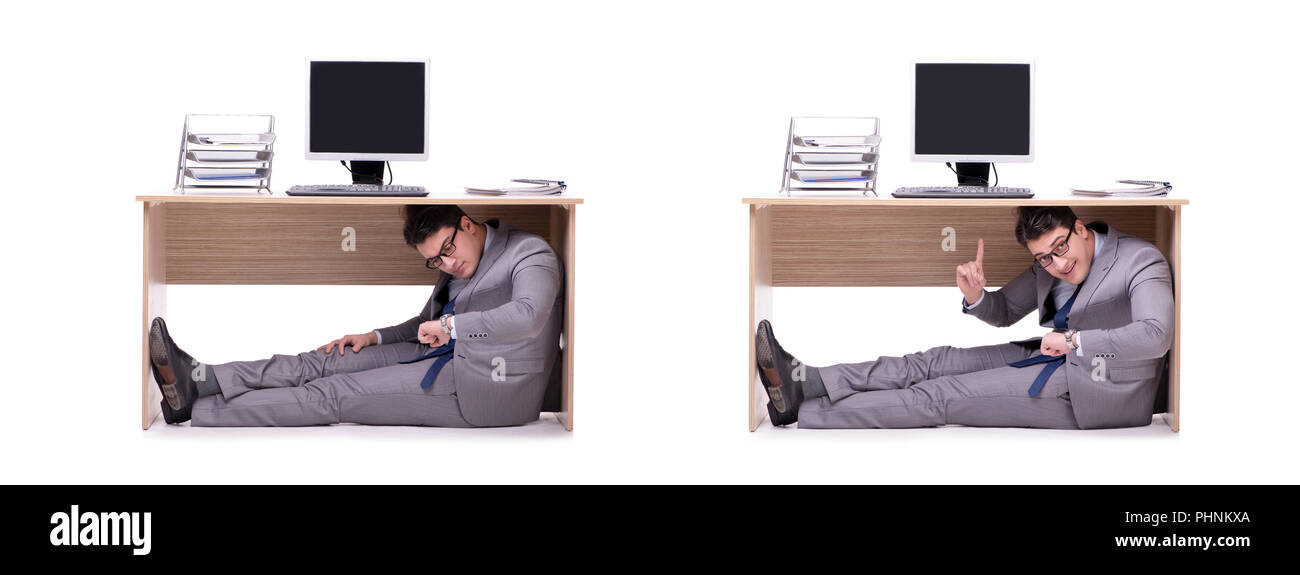 Office hiding under desk Cut Out Stock Images & Pictures - Alamy