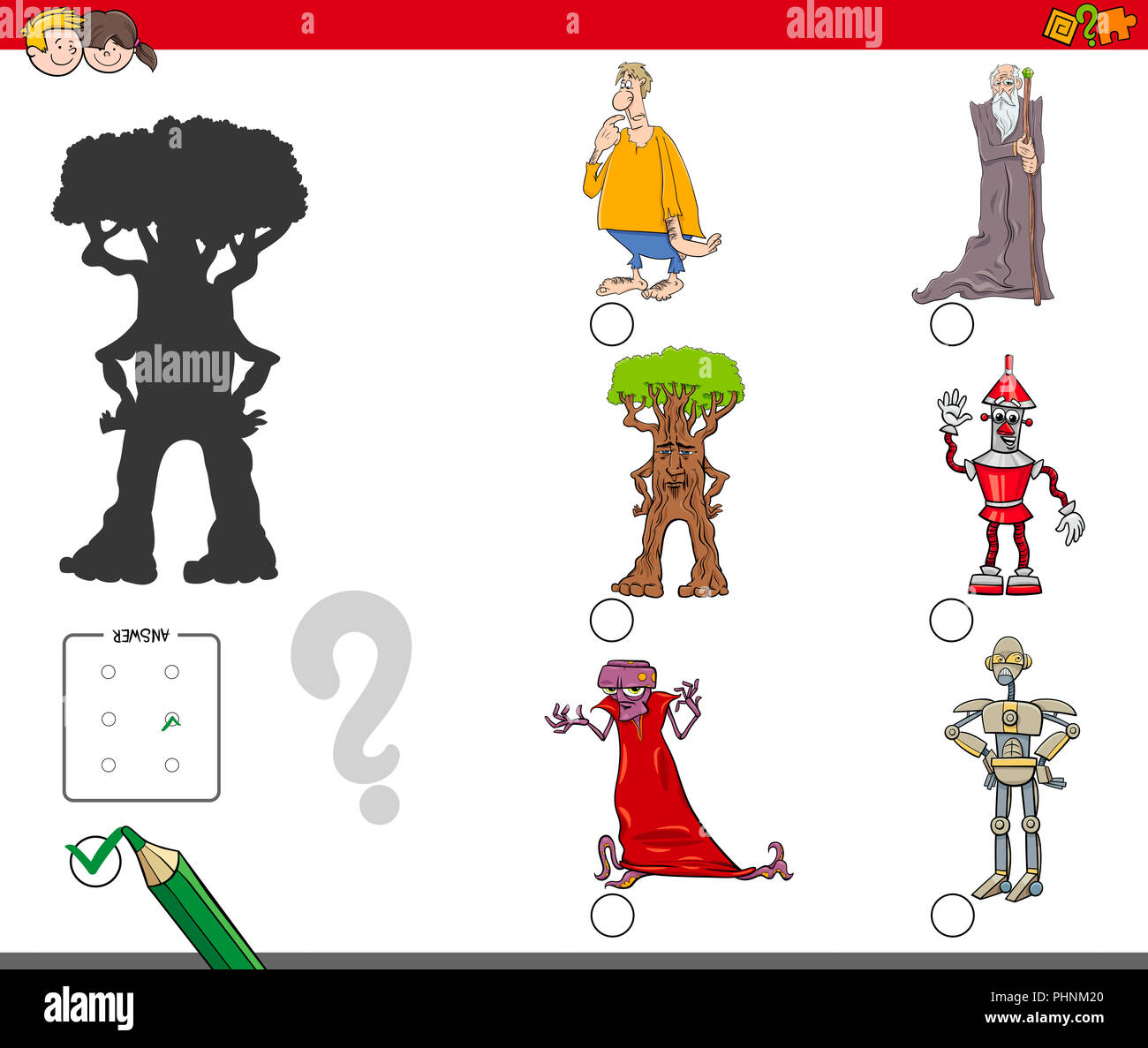 shadows game with cartoon fantasy characters Stock Photo - Alamy