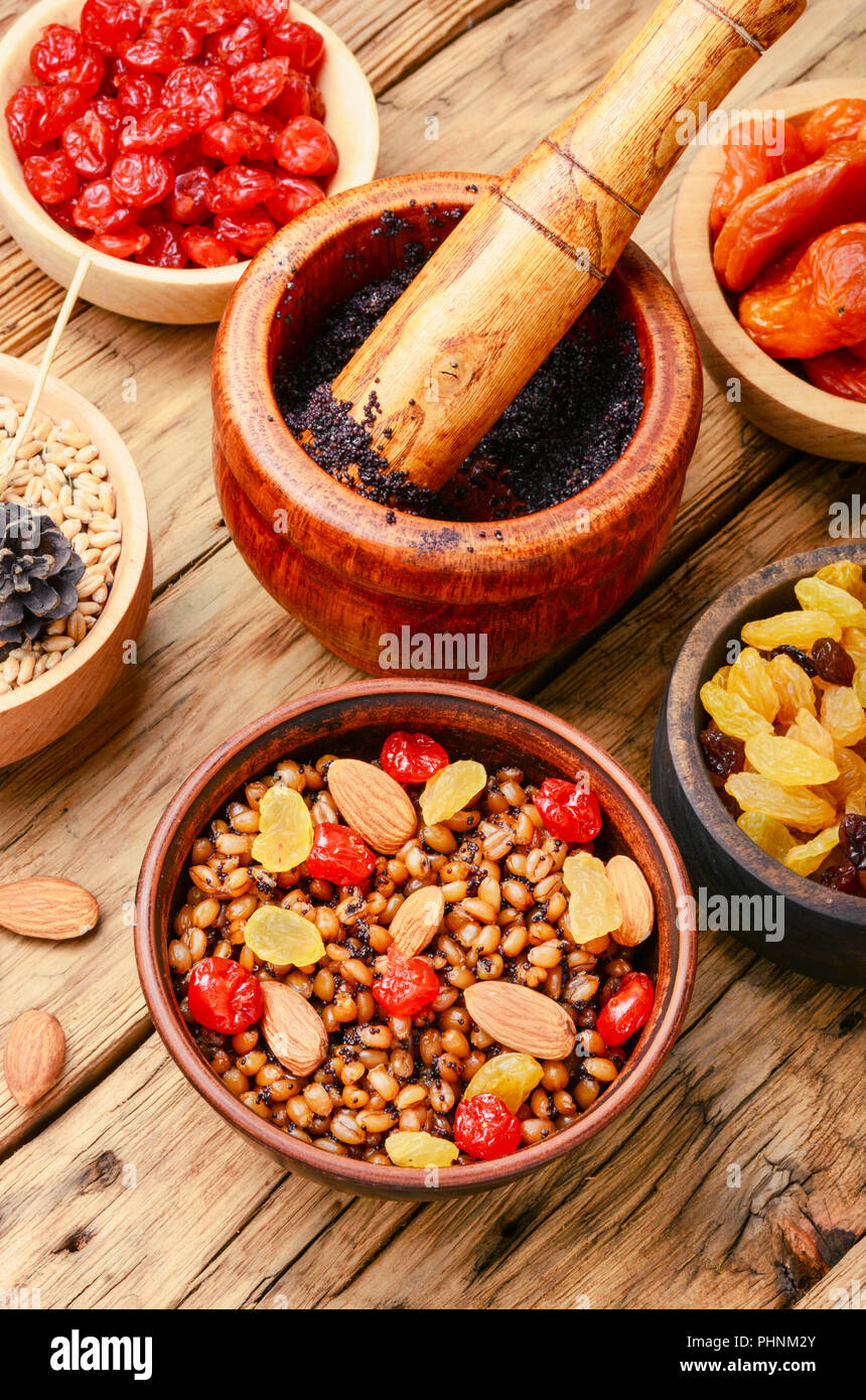 Christmas porridge.Kutya.Traditional Christmas table.Ukrainian ...
