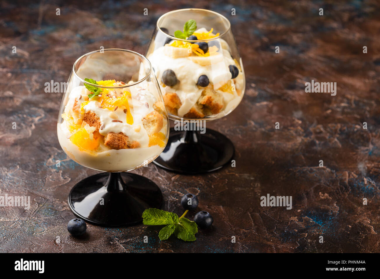 Healthy layered dessert trifle Stock Photo - Alamy