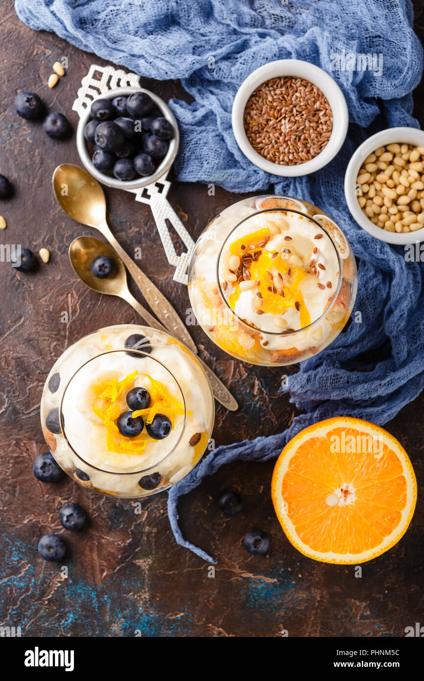 Healthy layered dessert trifle Stock Photo - Alamy