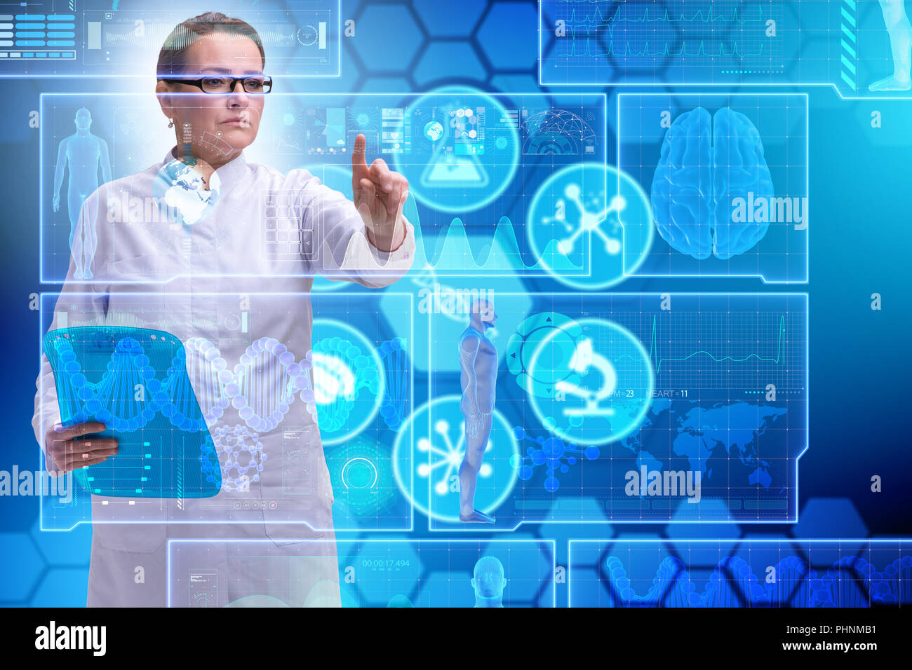 Woman doctor in telemedicine futuristic concept Stock Photo - Alamy